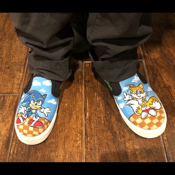 wonder nation | Shoes | Cartoon Hand Painted Shoes Sonic The Hedgehog ...